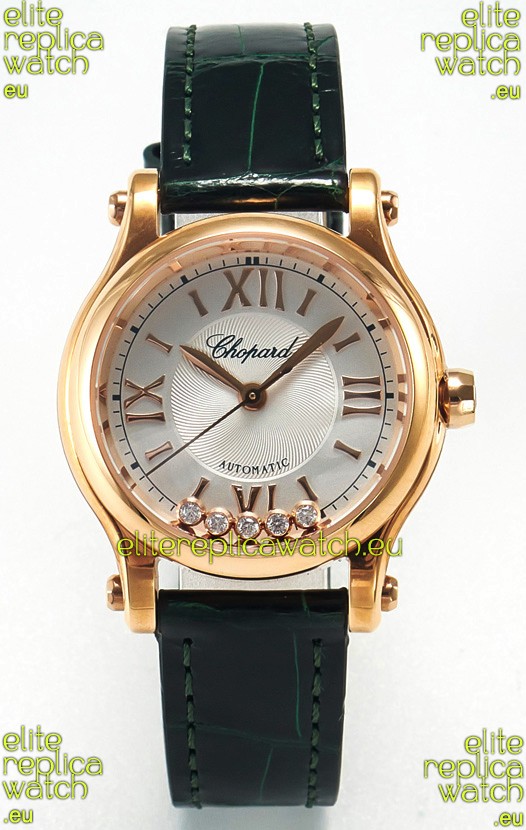 Chopard Happy Sport Swiss Automatic Replica Watch - Rose Gold Casing - 30MM