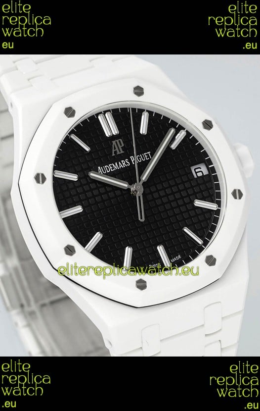 Audemars Piguet Royal Oak 15500 White Ceramic Super Clone Black Dial Watch