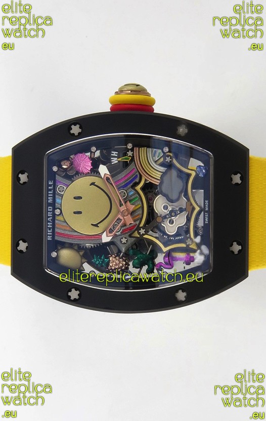 Richard Mille Super Clone RM088 Smiley Tourbillon Black Ceramic Velcro ...