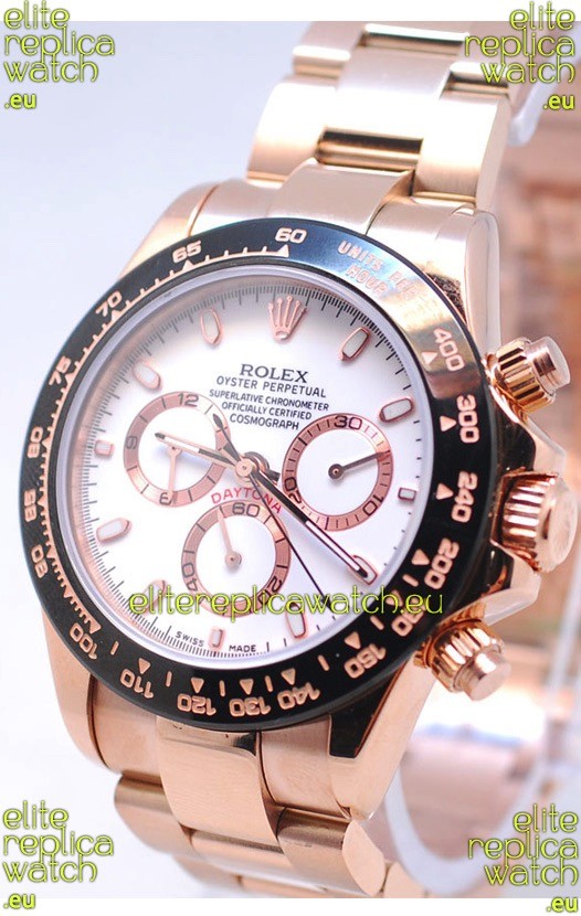 Rolex Daytona MonoBloc Cerachrom Bezel Swiss Replica Rose Gold Plated Watch